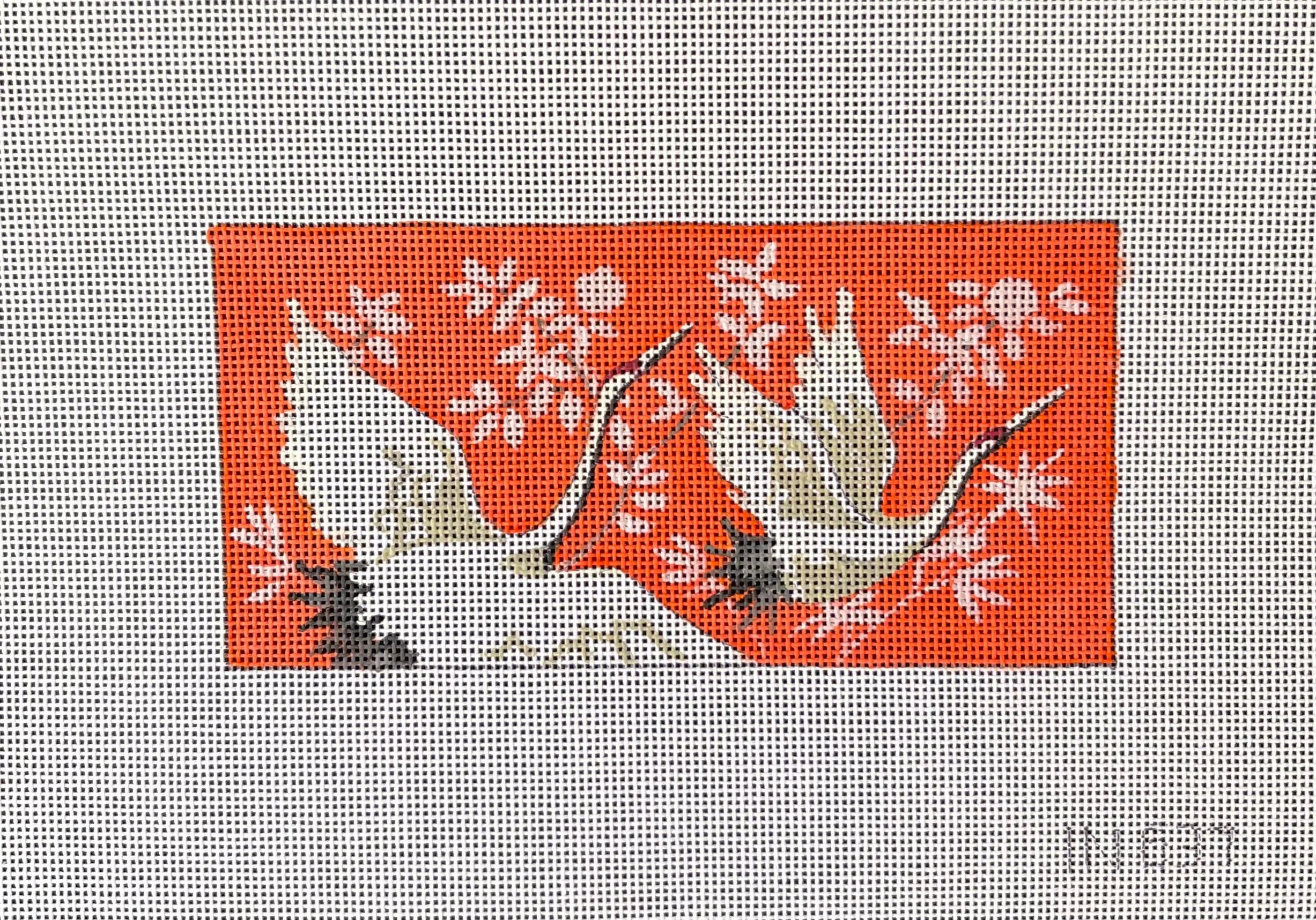 Cranes on Orange 6" x 3" Rectangular Insert – Stitches By The Sea